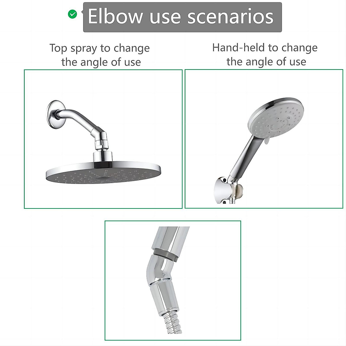 Shower Head Adapter,Solid Brass 135 Degree Shower Elbow Adapter,G1/2" Shower Head Extension Arm Connector (Chrome) (unspinable)