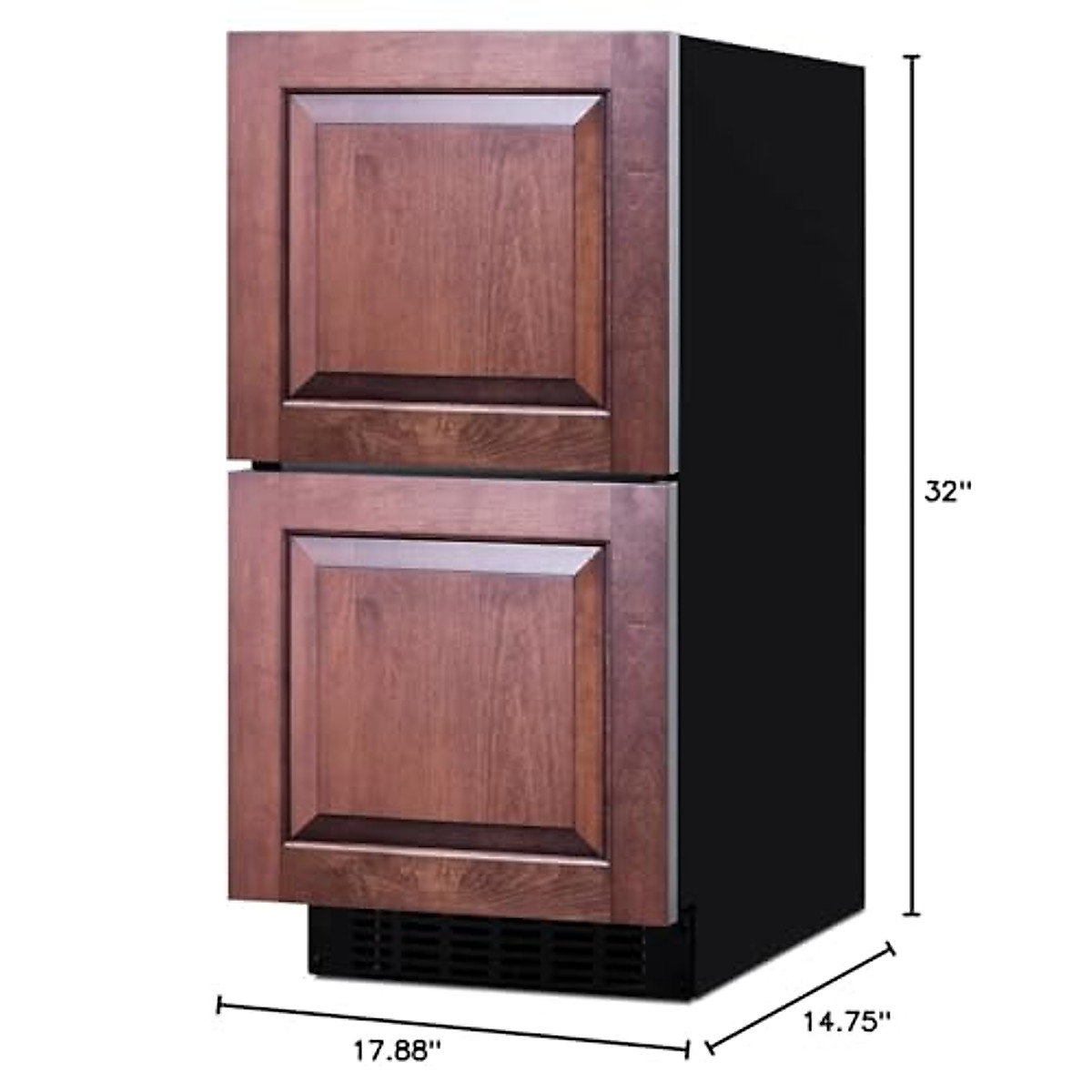 Summit Appliance ASDR1524PNR 15" Wide 2-Drawer All-Refrigerator; Panel-ready Drawer Fronts (Panels Not Included); 1.7 cu.ft Capacity; Frost-Free Operation; Stainless Steel Cabinet and Door