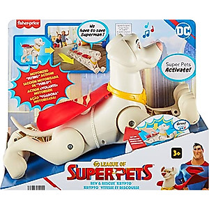 Fisher-Price DC League of Super-Pets Krypto Toy, 14 inches long, Authentic Movie Figure with Sounds Phrases & Motorized Motion, Rev & Rescue, for 3 years and up