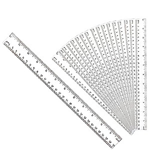 30PCS Clear Ruler Plastic Rulers 12 Inch, with Inches and Metric for School Classroom, Home, or Office (Clear)