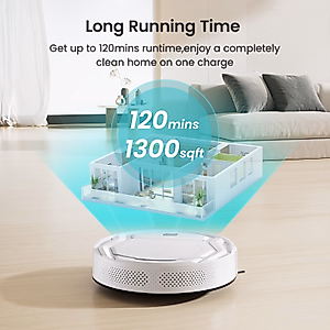 Lefant Robot Vacuum Cleaner, Tangle-Free, Strong Suction, Slim, Low Noise, Automatic Self-Charging, Wi-Fi/App/Alexa Control, Ideal for Pet Hair Hard Floor and Daily Cleaning, M210 White