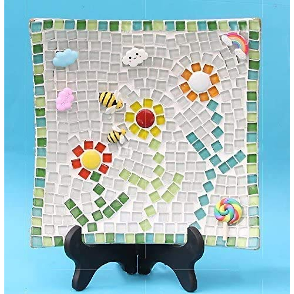 BestTeam 200g Mosaic Tile, Glass Tiles for Art Crafts DIY Children Puzzle Handmade Materials Home Decor -3/4 Inch (20mm) (Sky Blue)