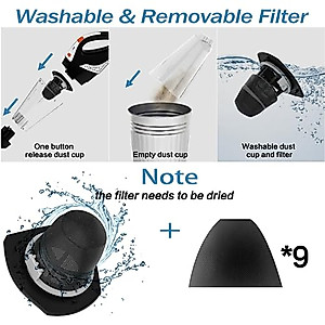 Hihhy Handheld Vacuum Cordless Car Vacuum Cleaner Rechargeable Lightweight Hand Held Small Portable Vac with USB-C Charging