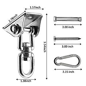 Velomill Hammock Hanging Kit, 1000 lb Capacity Heavy Duty 360° Rotate Swing Ultra Durable Hooks for Swing, Chair, Multiple Indoor Outdoor Gym