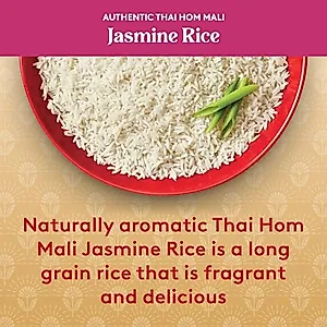 Royal Authentic Thai Hom Mali White Jasmine Rice - Microwave Rice - Dinner Side Dish - (4 Pack) 8.5 oz Pouch