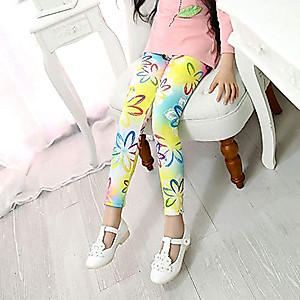 Ehdching Baby Girls Printing Flower Ninth Pants Tight Fashion Toddler Kids Leggings