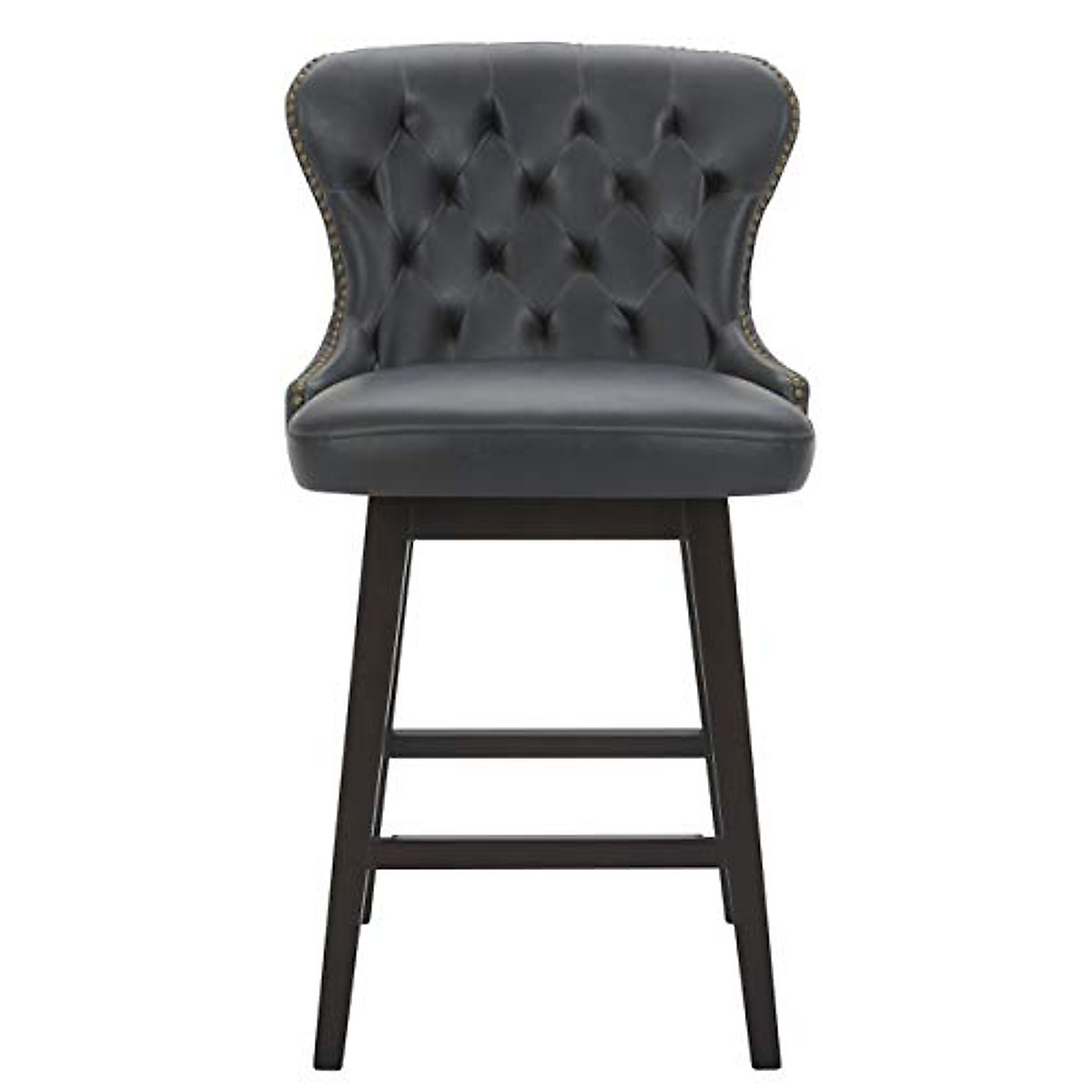 Amazon Brand – Stone & Beam Morgan Faux Leather Memory-Swivel Counter-Height Barstool, 38.2"H, Black