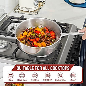 ROYDX 10-Piece Pots and Pans Set, Stainless Steel Pan Kitchen Cookware Stay-Cool Handle, Includes Frying Pans, Sauce Pans Stock Pot with Lid for Induction/Electric Gas Cooktops Dishwasher