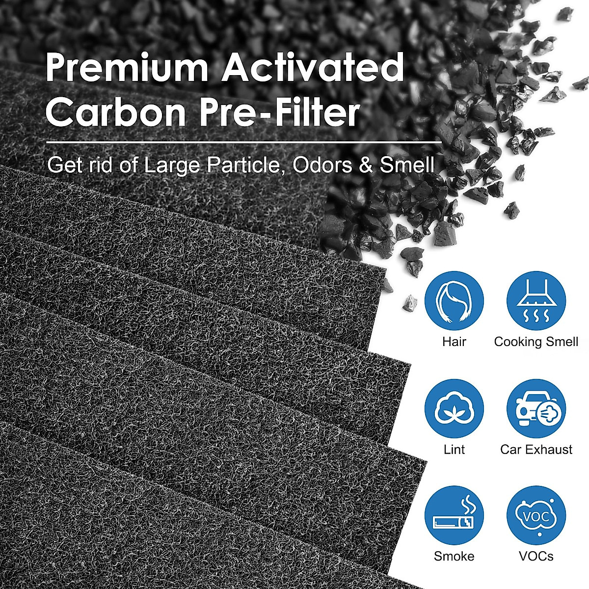 [ELOWOKE] 4-Pack 4825 HEPA Filter B Compatible with Germ-Guardian Air Purifier Filter Replacement for Model FLT4825 AC4825 AC4300 and more, 4X H13 HEPA Filters and 10X Carbon Pre-Filter