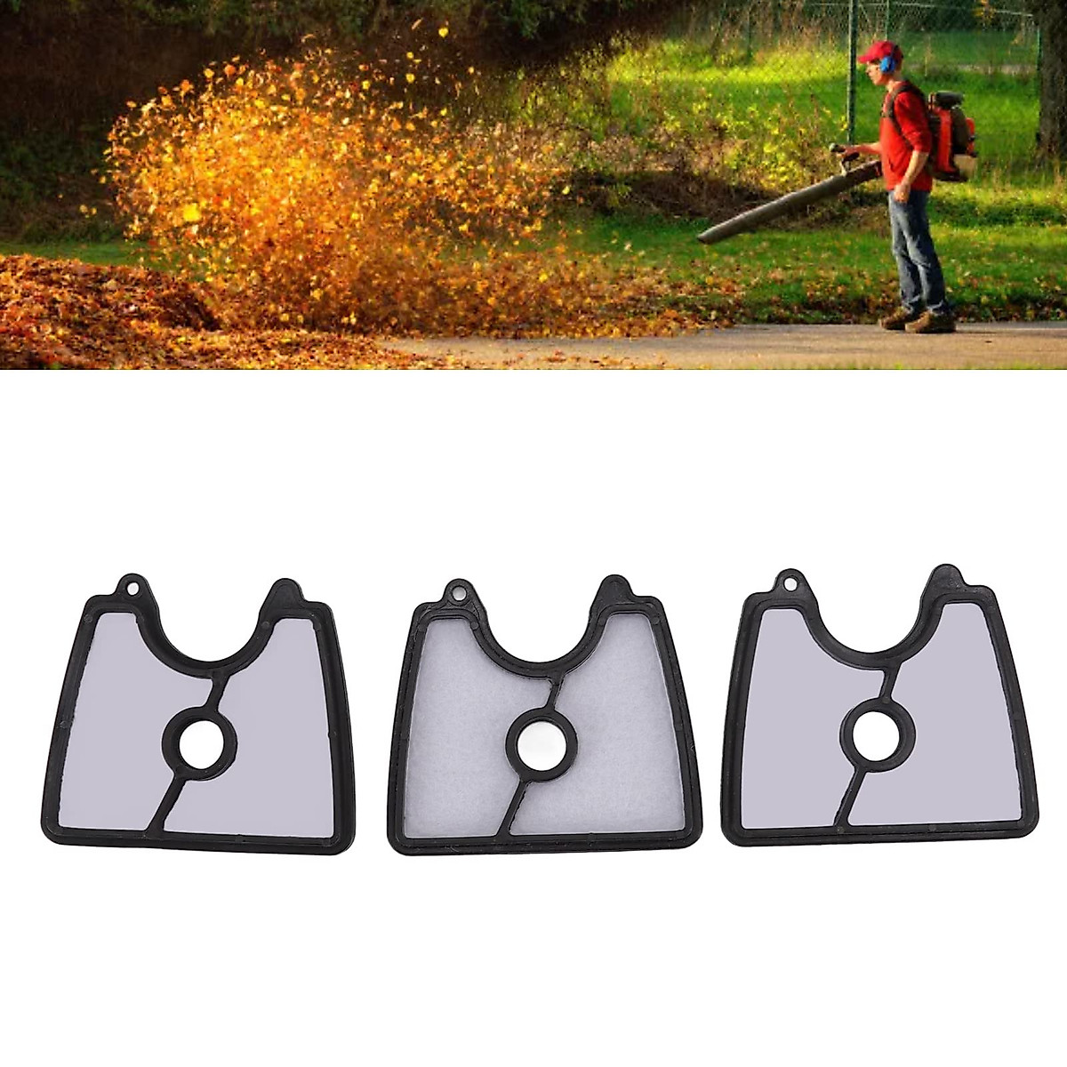 3 Pack Air Filter Replacement, Air Filter Fuel Filter Replacement Parts for Jonsered 125B BX BVX B2126 Leaf Blower 545112101 Gardening Tools Accessories