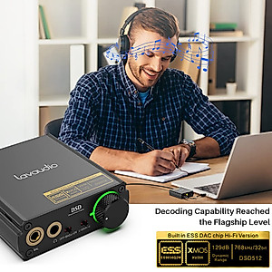 1Mii Lavaudio DS400 Portable DAC/Headphone Amplifier Stereo Supports 768K/32Bit and Native DSD512, Hi-Res Hi-Fi for PC Headphone Out/3.5/4.4 mm/Coaxial/Optical Out Windows/Android/iOS Compatible