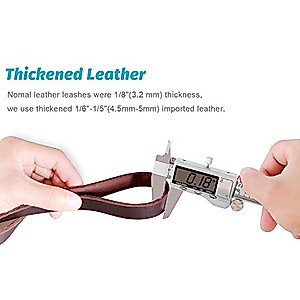 FAIRWIN Braided Leather Dog Training Leash 6 Foot - 5.6 Foot Military Grade Heavy Duty Dog Leash for Large Medium Small Dogs (M:5/8" x5.6ft, Brown) 004