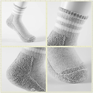 Antrop Quarter Crew Cotton Heel Tab Athletic Running Cushion 6 Pairs Socks, White, 9-12