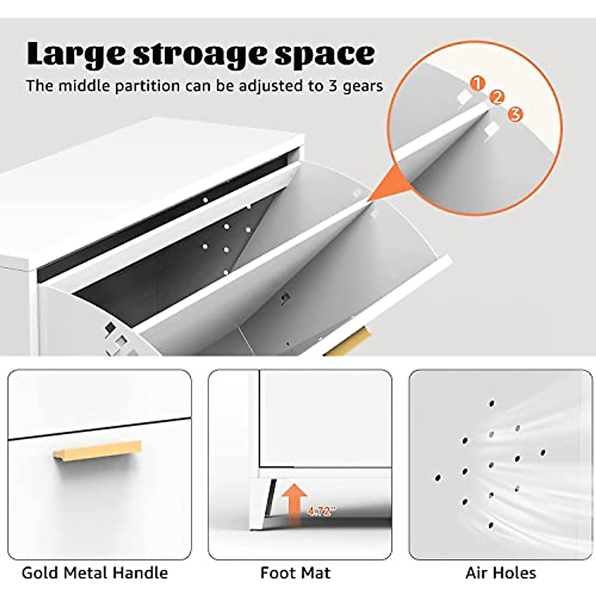 Omethey Shoe Cabinet with 3 Flip Drawers, Wall Mount & Floor Mount Shoe Organizer, All Steel White Narrow Shoe Storage Cabinet for Entryway, Hallway and Corridor