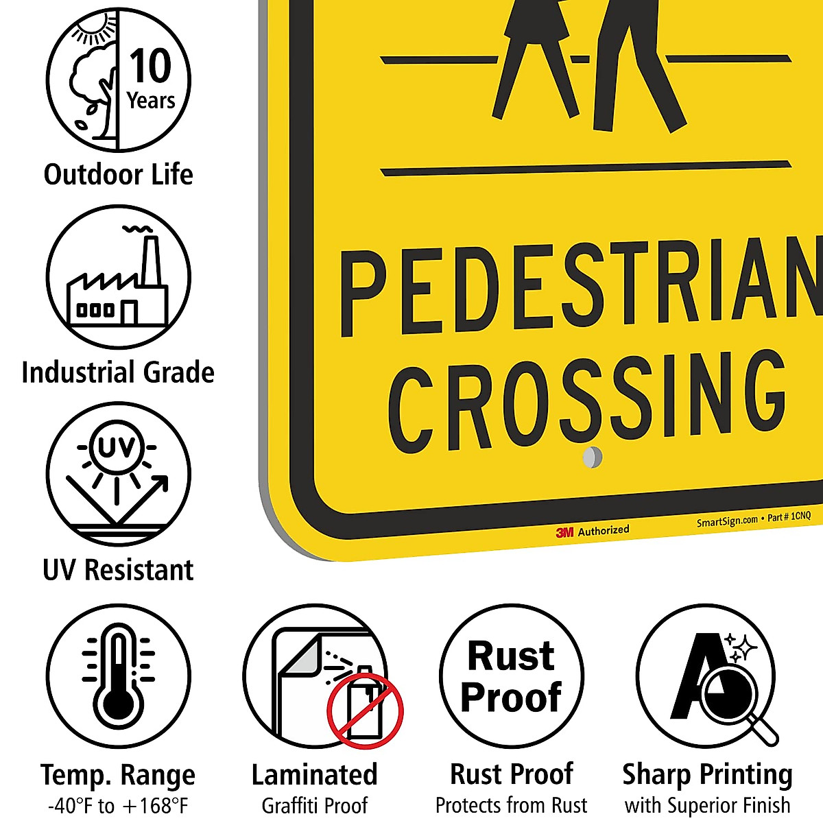SmartSign "Slow - Pedestrian Crossing" Sign | 12" x 18" 3M Engineer Grade Reflective Aluminum