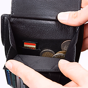 DiLoro Mens Full Size Large Capacity Genuine Full Grain Leather Wallet Bifold Flip ID Coin & Zip Pockets RFID Blocking Anti-Theft (Bugatti Tan)