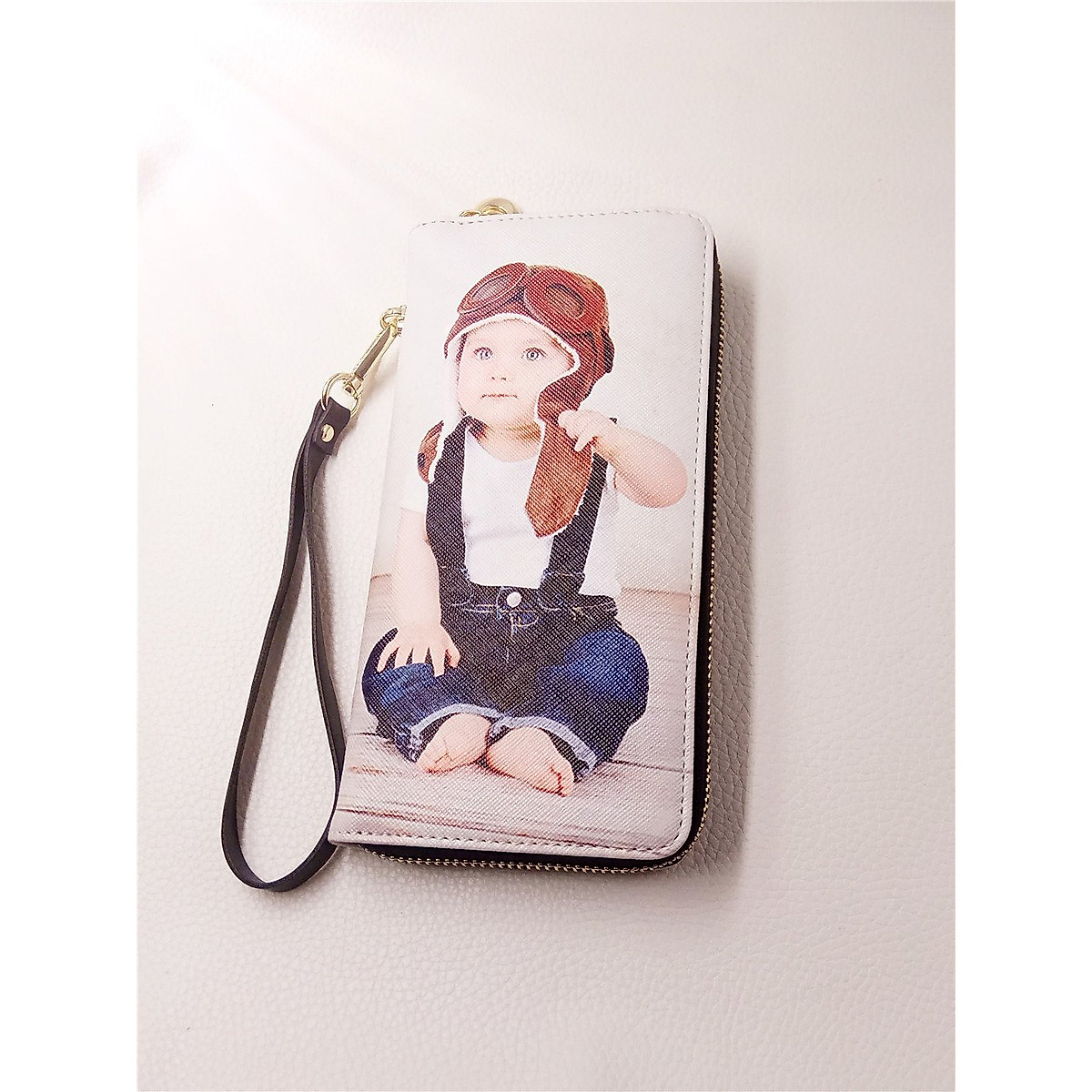 a266XDKSJK Women Leather Wallet Custom Photos Wallets Personality Clutch Bag Card Case Cash Holder Wallets Print Any Photo(Black Double Side)