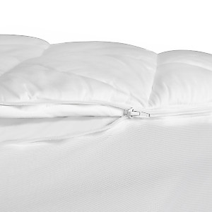 SERTA Extra Comfort Fiber Fill Cooling Fitted Mattress Pad Cover, Twin, White