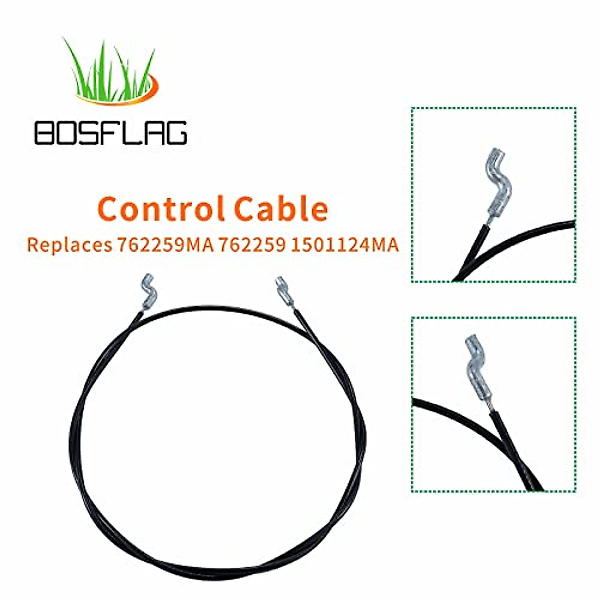 BOSFLAG 762259MA Auger Clutch Cable Replaces Murray 762259MA, 1501124MA, 762259, 1501124 for Murray 7524ES, 824ES, BL924R, HN421, MN421, PM40, PSB210, SN421, ST661BS 21" Single Stage Snowthrowers