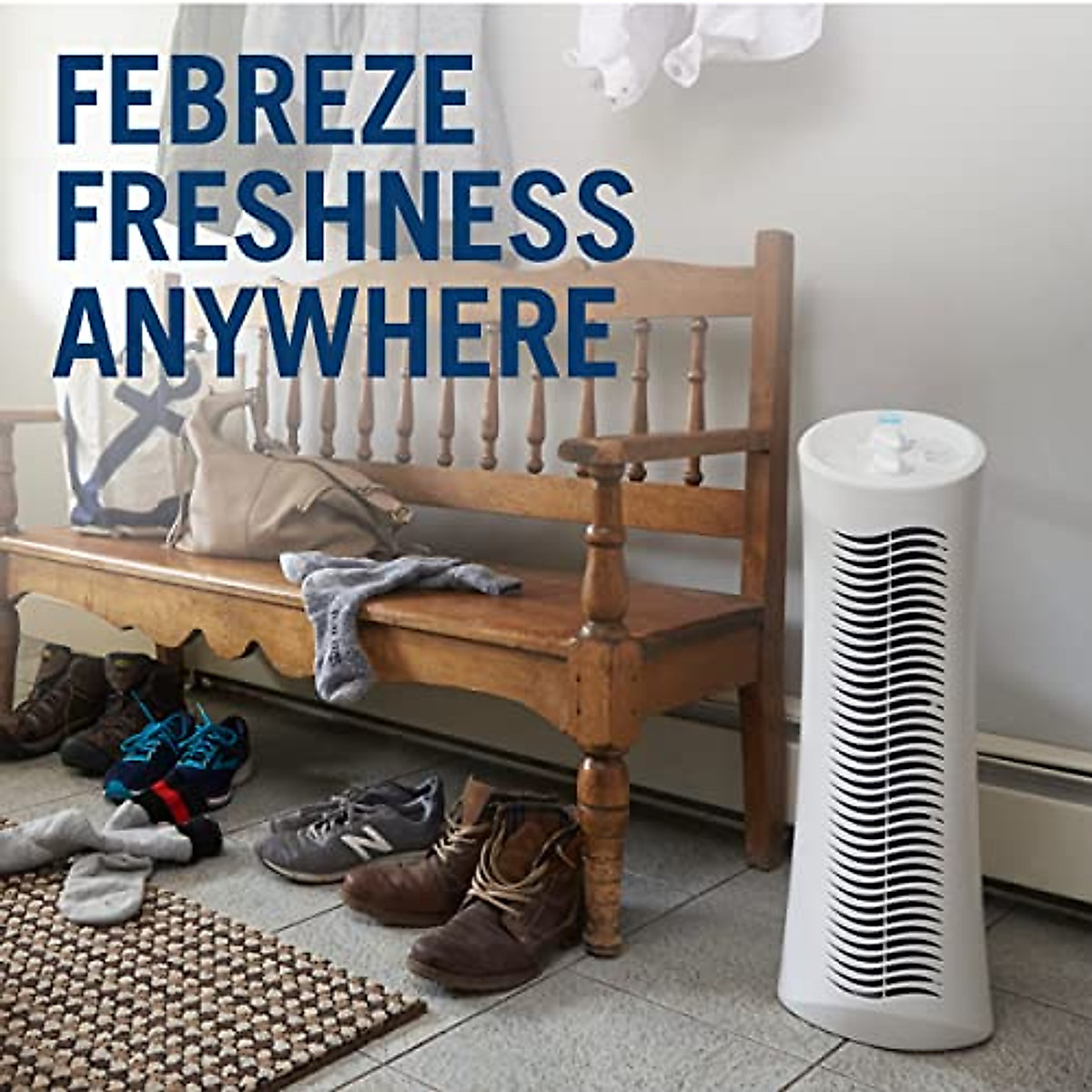 Febreze HEPA-Type Tower, Medium to Large Room Air Purifier, 25" x 10.2" x 8", White