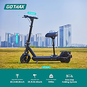 Gotrax Eclipse Ultra Saddle Electric Scooter, 20MPH, 28Miles, Adjustable Handlebar Height, Foldable, Detachable Seat, Cruise Control, Dual Suspension, LED Display, One-step Folding