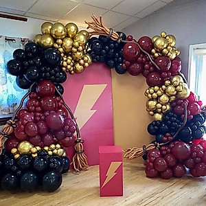 Burgundy and Gold Balloons Arch Kit-150pcs Maroon Gold and Black Balloons Garland Kit for Baby Show Birthday Wedding Bride Shower Bachelorette Retirement Party Decorations Supplies