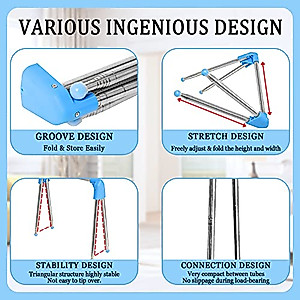 Portable Foldable Garment Rack, Adjustable Collapsible Travel Mini Clothes Rack with 6 Bags/3 Foldable Hangers/1 Storage Bag, Folding Drying Clothing Rack for Dance,Camping,Outdoor, Indoor