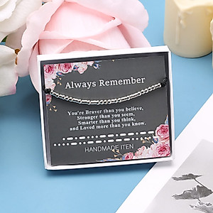 ASELFAD Always Remember Morse Code Bracelet Gifts for Women Inspirational Birthday 2024 Graduation Gifts for Her Women Daughter