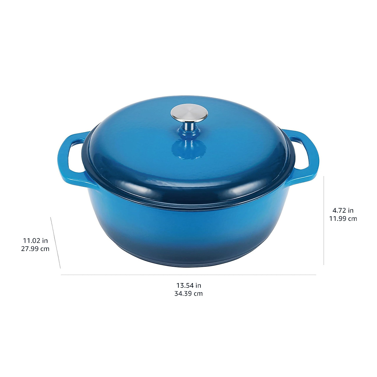 Amazon Basics Enameled Cast Iron Covered Dutch Oven, 6-Quart, Blue