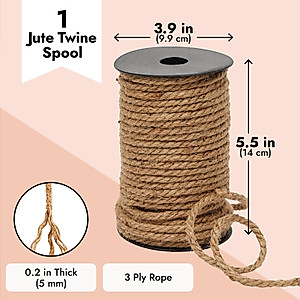 100 Feet Twisted Nautical Rope for Crafts, Thick Hemp Jute Twine, Brown (5mm)