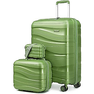 Melalenia Luggage Carry On Suitcase Sets, Expandable PP Hard Shell Suitcase with Spinner Wheels,Travel Luggage with TSA Locks 22x14x9 Airline Approved