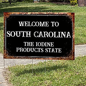 Augwed Welcome to South Carolina The Iodine Products State Yard Signs South Carolina State Yard Sign with Stake 12x18in Weatherproof Yard Signs Garden Party Supplies Lawn Outdoor Decor