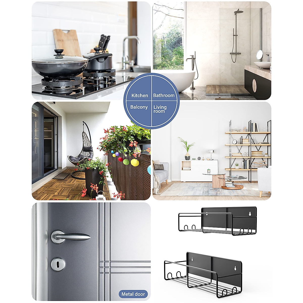 XHENEEB Magnetic Spice Rack for Refrigerator 4 Pack Magnetic Spice Rack Fridge Organizers and Storage Metal Magnetic Shelf