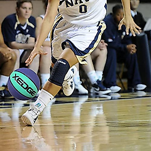 XEDGE Basketball Size 5/6/7 Composite Leather Street Basketball Indoor Outdoor Game Ball with Needle,Pump and Carry Bag (Green & Purple, Size 6)