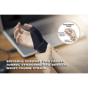 Kmtooon Reversible Thumb & Wrist Stabilizer Splint Brace for Trigger Finger, Pain Relief, Arthritis, Tendonitis, BlackBerry Thumb, Sprained
