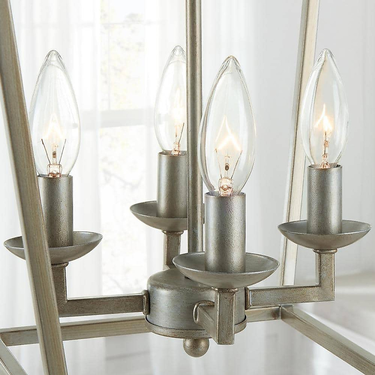 Home Decorators Collection Weyburn 4-Light Antique Silver Leaf Caged Chandelier