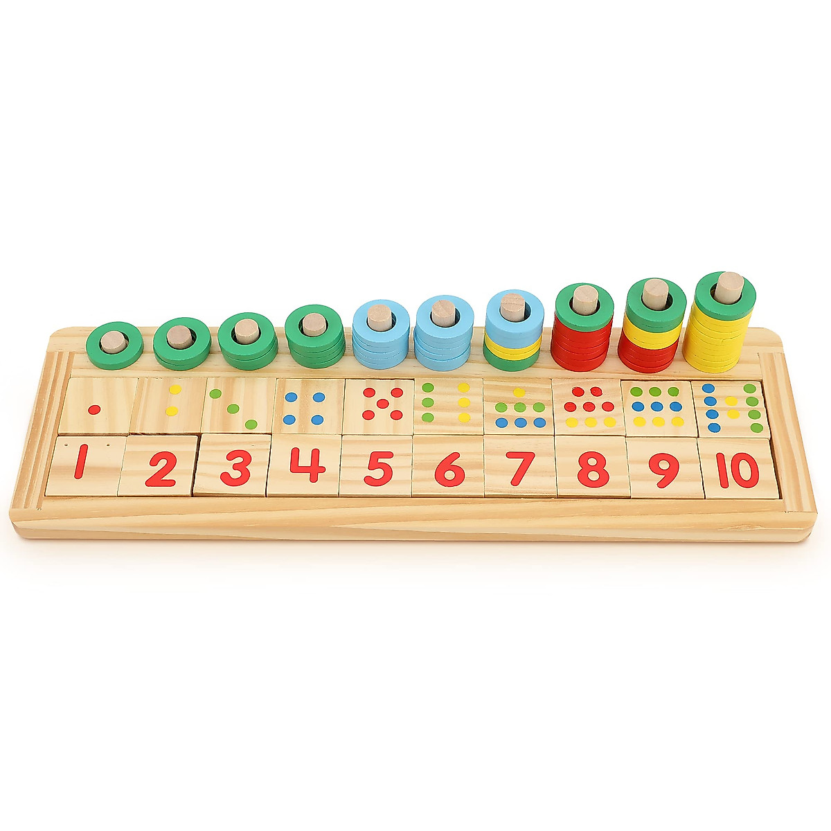 Boxiki kids Wooden Number Blocks. Educational Toy to Boost Kids Intelligence - Montessori, Kindergarten & Preschool Top Choice for Age 3+ Years