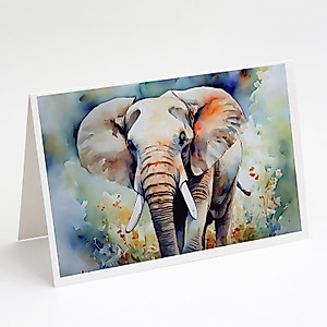 Caroline's Treasures DAC2908GCA7P Elephant Greeting Cards Pack of 8 Blank Cards with Envelopes Whimsical A7 Size 5x7 Blank Note Cards