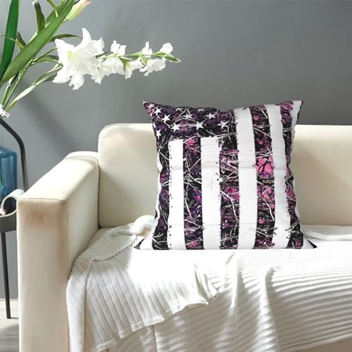 American Camouflage Purple Decorative Pillow Cover - Soft and Versatile Cushion Case for Home Décor and Car Seats