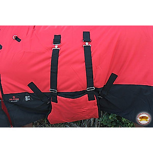 Red 78 in HILASON 600D Winter Waterproof Poly Horse Blanket Belly Wrap Red | Horse Sheet | Horse Turnout Sheet | Horse Sheets for Winter | Waterproof Turnout Sheets for Horses