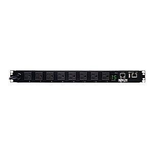 Tripp Lite 1.4kW Switched PDU, 120V, 15A, 8 5-15R, 5-15P, LX Platform Interface, 12ft Cord, 1URM TAA, 2 Year Warranty (PDUMH15NET2LX)