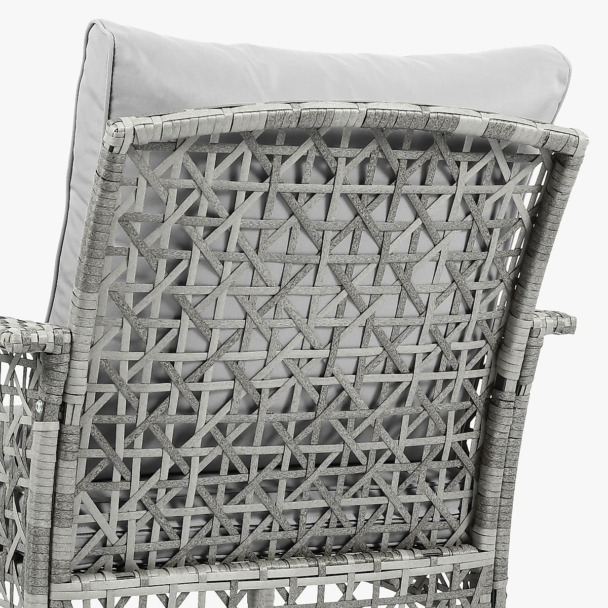 CIRMUBUY 3-Piece Outdoor Furniture Set, Patio Conversation Chair, Wicker Cushioned Patio Rocker with Side Table for Porch, Garden, Poolside & Deck, Light Grey