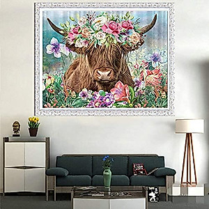 Clendo Paint by Number for Adults,Cow Numbers Adults Beginner, DIY Gift Canvas Painting Kits, 12X16 Inch Colorful Dinosaurs [Without Frame] (MT11179)