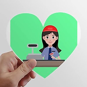 Service Cashier Supermarket Checkout Heart Vinyl Sticker Bicycle Bottle Decal