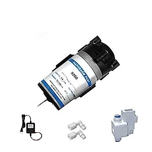 Reverse Osmosis 200 GPD RO Booster Pump + High Pressure Switch, 2 Connect Fittings - 1/4 OD x 3/8 MIP Elbow