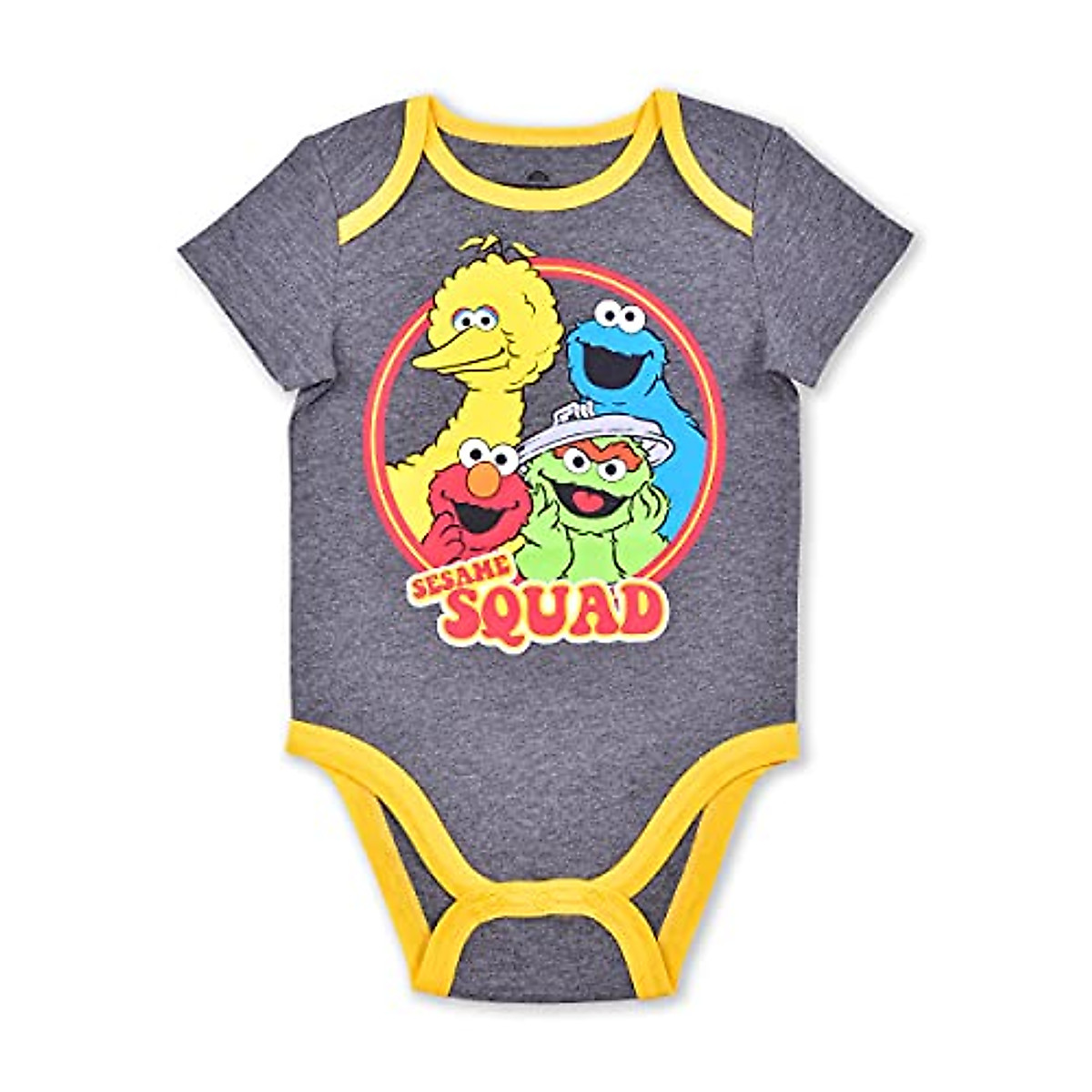 Sesame Street Boys’ 4 Pack Bodysuit for Newborn and Infant – Blue/Red/Grey/White