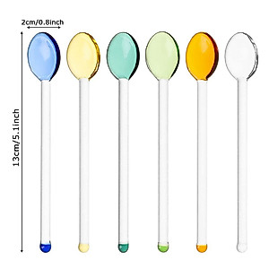 1/6PCS Clear Glass Coffee Spoon,Mixing Spoon Glass Coffee Milk Tea Spoons Long Handle Spoon for Home(transparent)