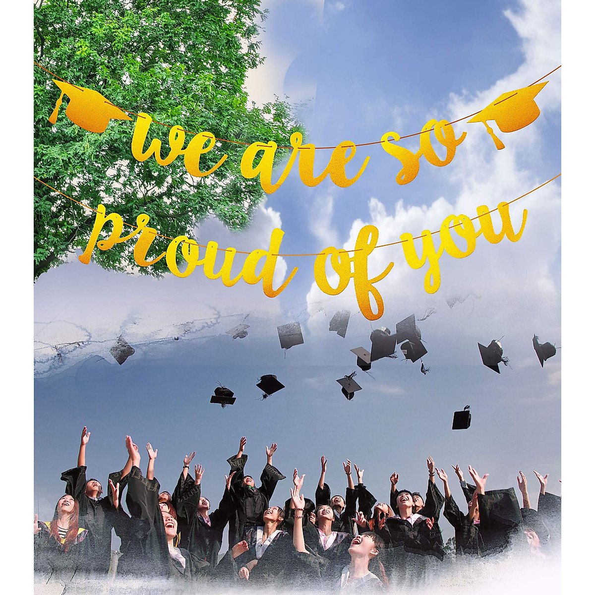 Golden Banner for Graduation Party/Grad Party Decorations- We are So Proud of You