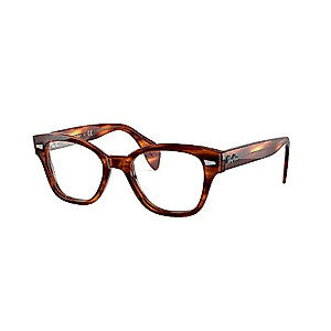 Ray-Ban RX0880 Square Prescription Eyeglass Frames, Striped Havana/Demo Lens, 49 mm