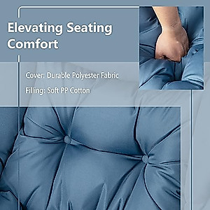 Giantex Lazy Chair with Ottoman, Accent Sofa Chair with Folding Footrest, Side Storage Pocket, Upholstered Leisure Lounge Armchair with Stool for Bedroom, Living Room, Office, Blue